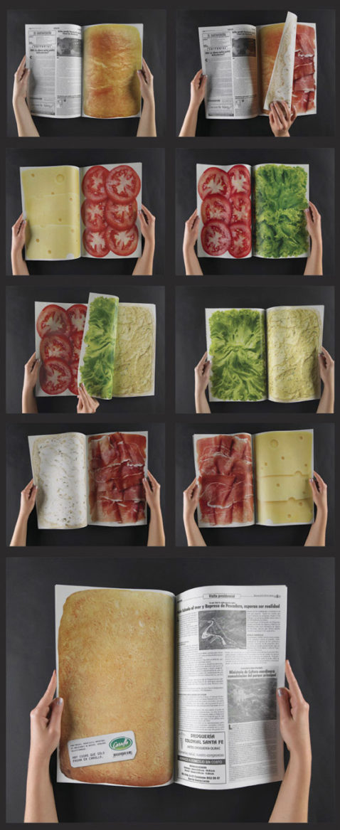 Multi Page Magazine Ad Simulates Layers of Fresh Ingredients in ...