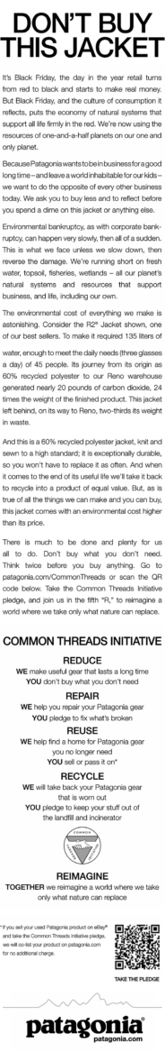 Don't Buy This Jacket Print Ad | Patagonia - THE BIG AD